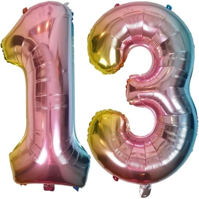 Ballon 13 Ans Rose Arcen-Ciel Xl Ballon Anniversaire 13 Ans Decoration ...