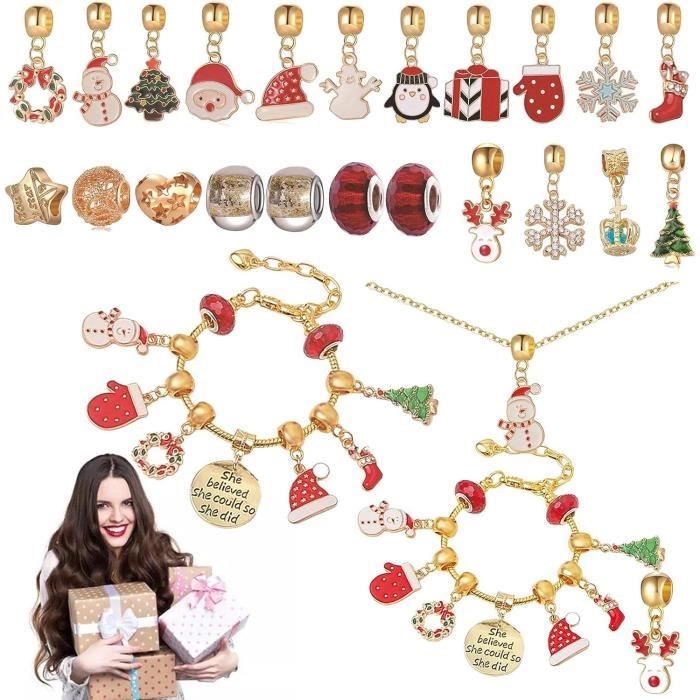 Calendrier de l'Avent 24 jours – Kit de fabrication de bijoux de Noël ...