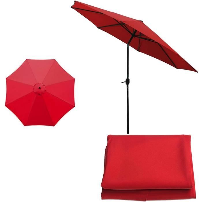 Toile de rechange pour parasol terrasse en polyester anti-UV - Rouge ...