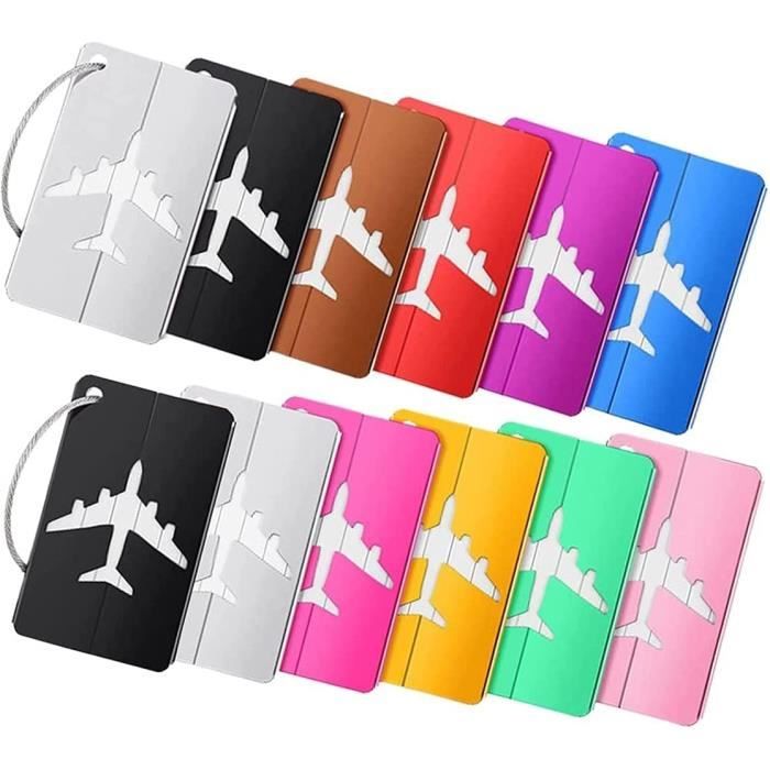 12 Pièce Etiquette Bagage Avion, Avec Câble En Acier Inoxydable, Marque ...