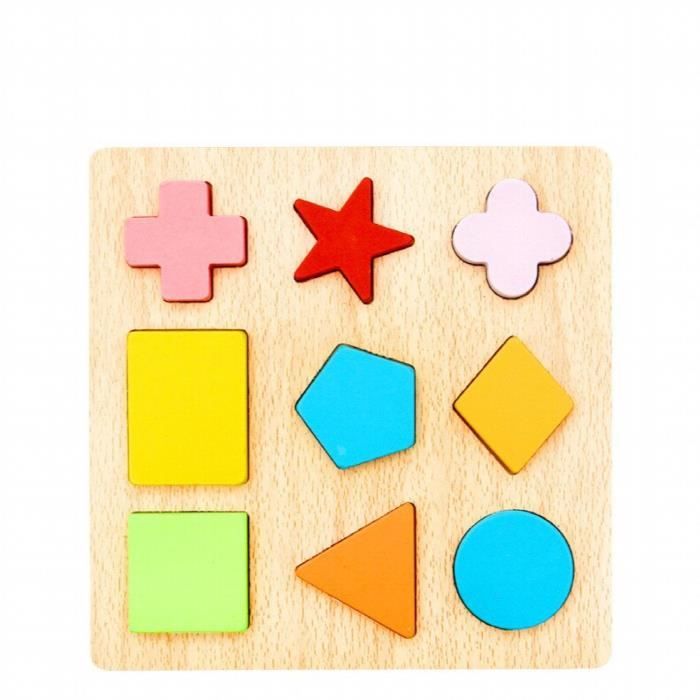 Formes géométriques en bois Montessori Puzzle tri mathématiques briques ...
