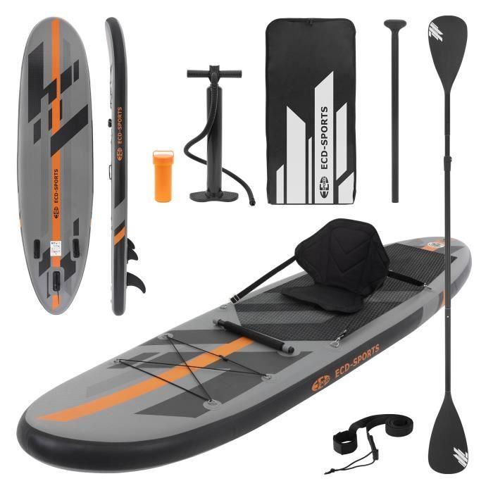 Planche de stand up paddle gonflable avec siège kayak 320x82x15 cm gris ...