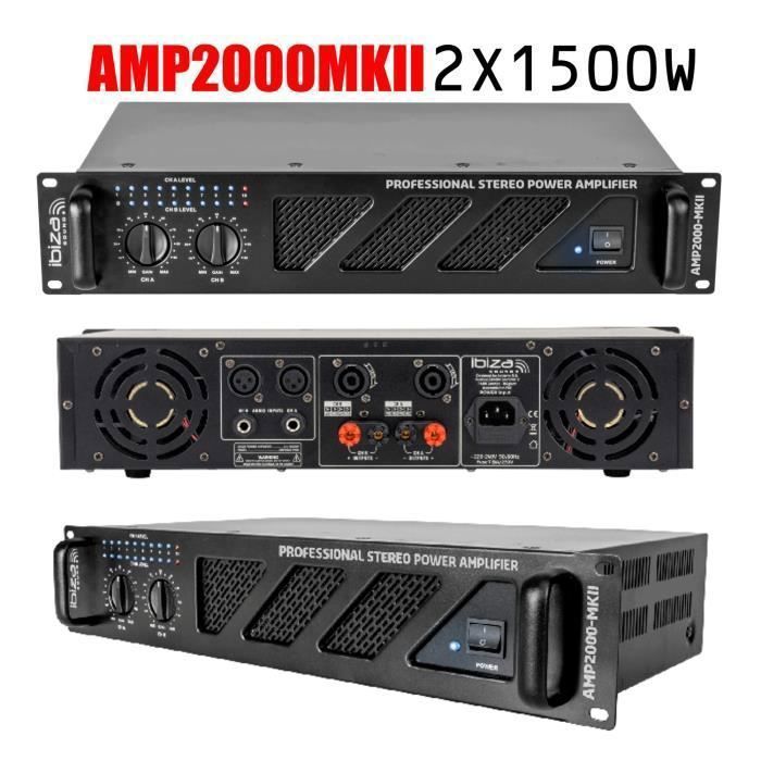 Pack Sono Ibiza Sound 7000W Total 2 Enceintes 2000W - Ampli ventilé ...