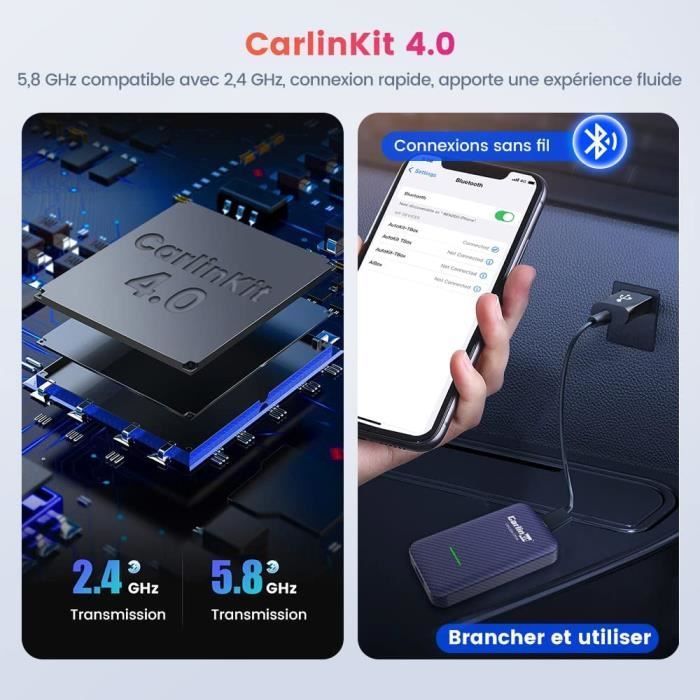 LIWI-4.0 Android Auto sans Fil et CarPlay sans Fil (2 en 1) Adaptateur ...