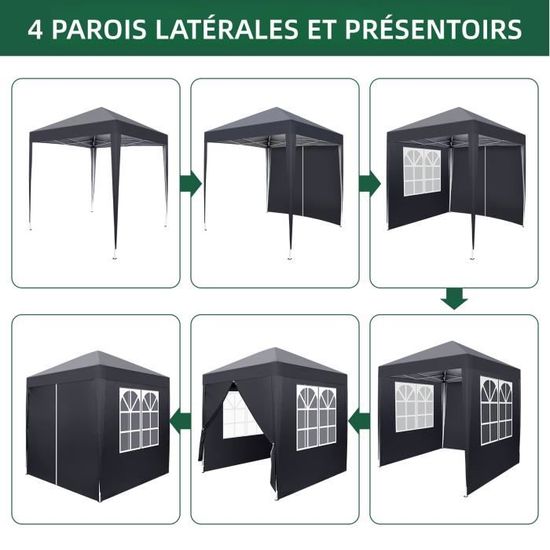 Tonnelle 2x2 m Tonnelle Pliante Imperméable - Tente de Jardin Barnum ...