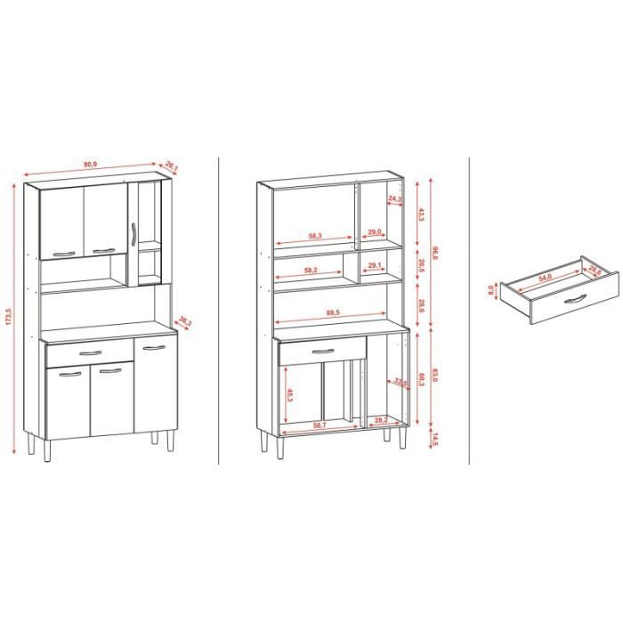 Meubles de cuisine - KITS PARANA - Buffet de Cuisine 6 Portes 1 Tiroir ...
