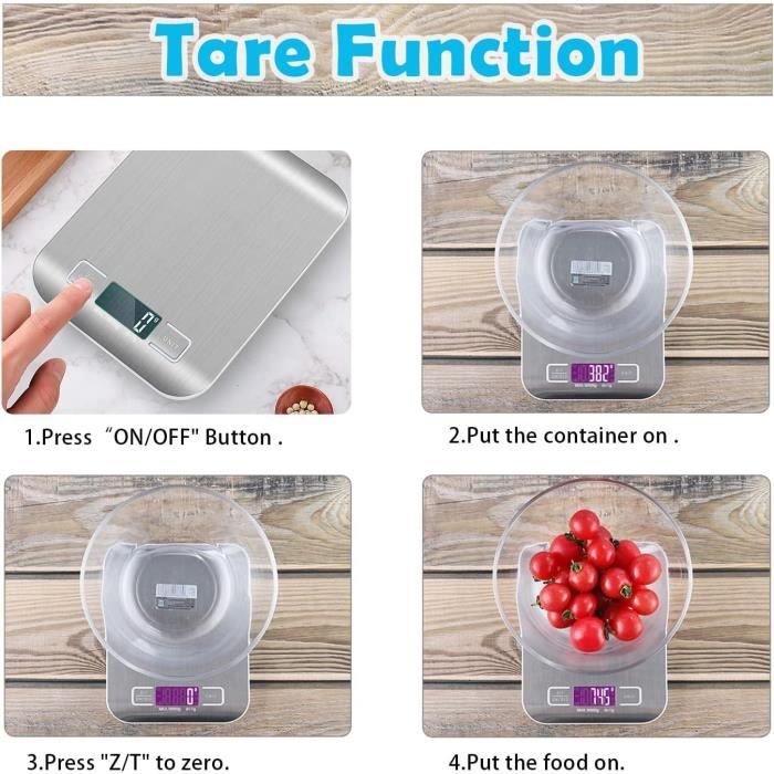 Balance Alimentaire,10Kg-22Lb Balance Digital Cuisine Avec Écran Lcd Et ...