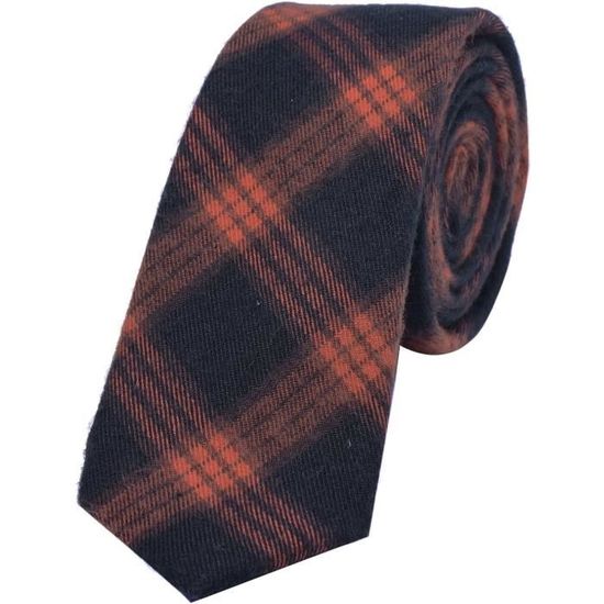 Fine Cravate De Coton Tweed Pour Hommes 6 Cm[J1487] Bleu Foncé-orangé À ...