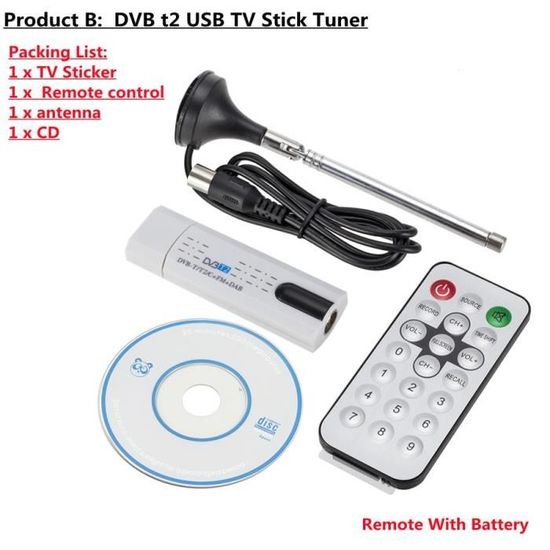 Récepteur-décodeur,Clé satellite numérique DVB t2 USB DVB-T2-DVB-T-DVB ...