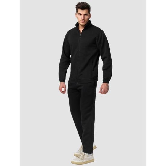 Men Sweat Jogging Suit Basic Sports Set Pants & Jacket Fitness Gym ...