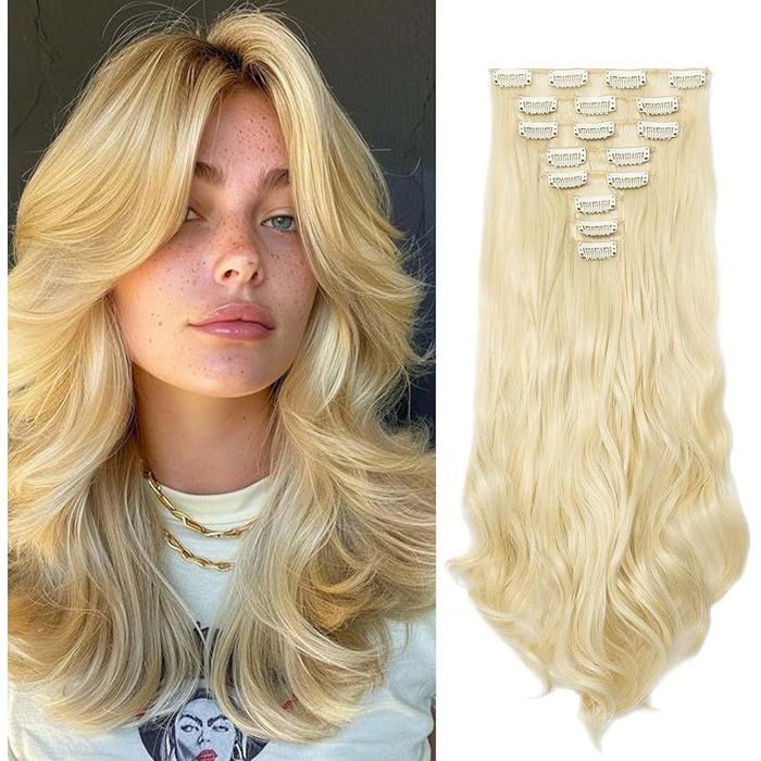 Extension de Cheveux Naturel Clips Boucls Extension a Clip Cheveux Rajout Cheveux Onduls ...