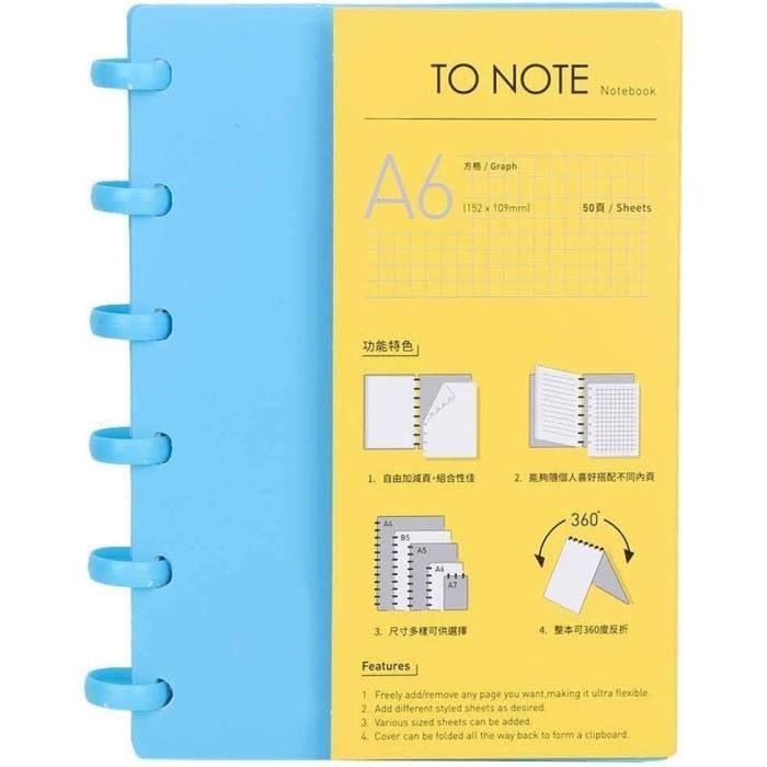 Carnet De Notes, Portable A6 Feuilles Mobiles Cahier Avec Reliure De ...