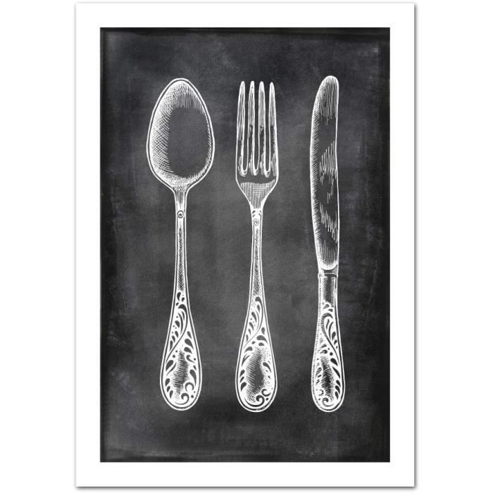 Poster Papier Couverts Ardoise - Dimensions 70 X 100 Cm - Papier ...