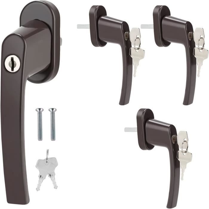 Lot de 4 poignées de fenêtre verrouillables en aluminium avec serrure ... Lot de 4 poignées de fenêtre verrouillables en aluminium avec serrure ...