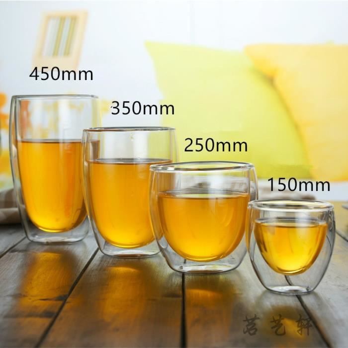 (4PC|250ml)1-6 pièces tasse en verre à Double paroi résistante à la chaleur tasse à café ...