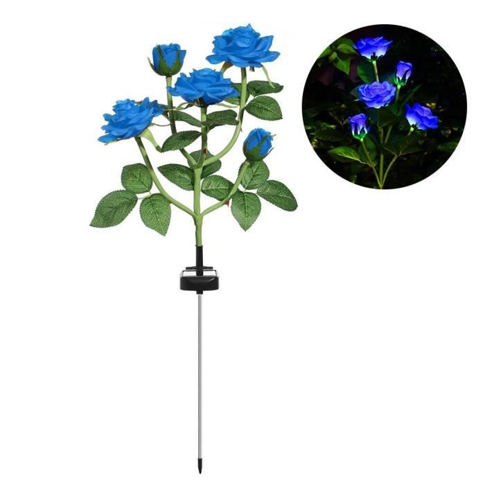 (Blue)Lampe LED Solaire Imperméable de Simulation de Roses Idéal pour ...