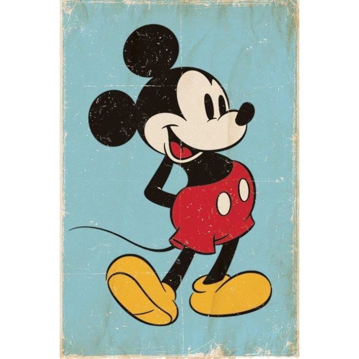 Poster Mickey Mouse (rétro) (Dimensions : 61 x 91.5cm ) - Cdiscount Maison
