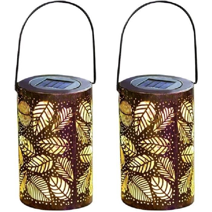 Lot De 1-2 Lanternes Solaires D'Extérieur En Métal Creux Ip65 ... Lot De 1-2 Lanternes Solaires D'Extérieur En Métal Creux Ip65 ...
