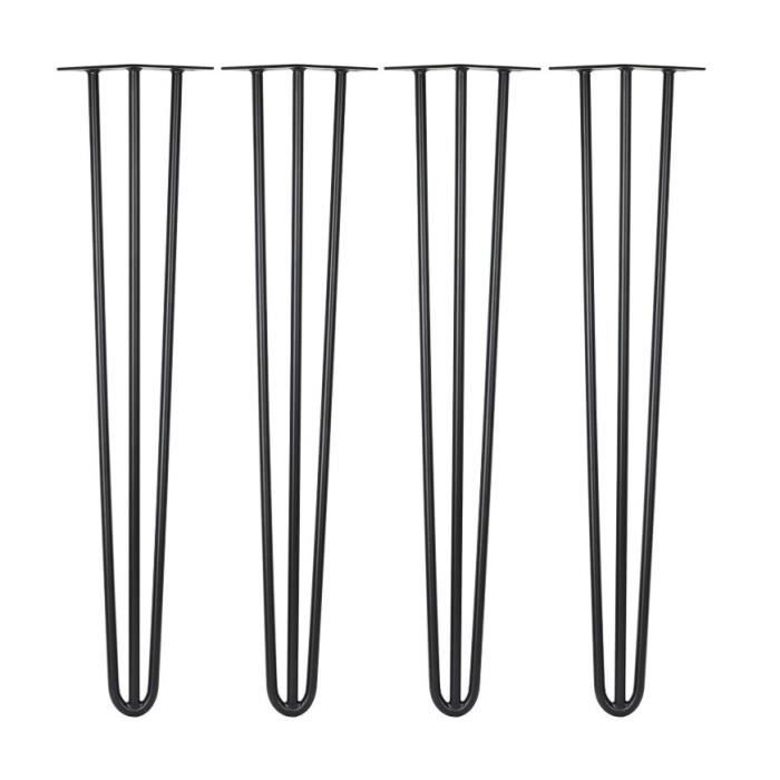 Lot de 4 Pieds de meuble - KEKEDA - Noir H 71 cm - Acier - Charge ...