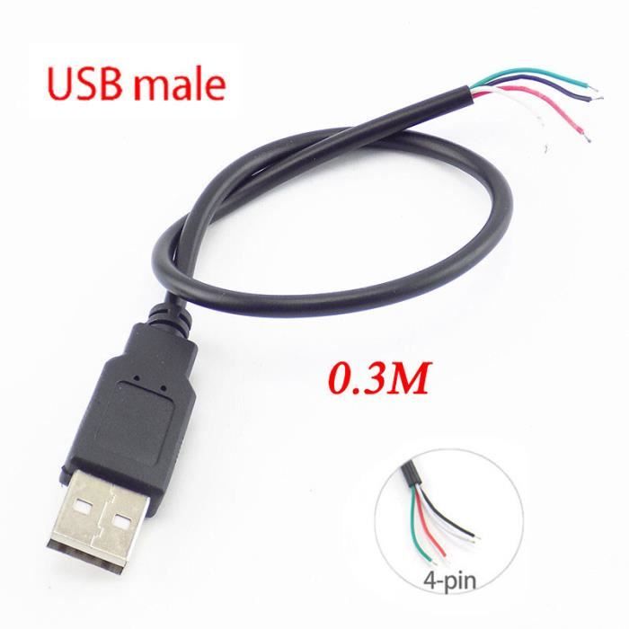 Multiprise,5 Types de fils Micro USB 2.0 type-c AUX connecteur Mono ...