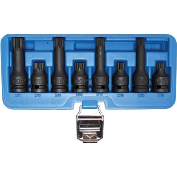 Jeu de douilles à embouts à choc 12,5 mm (1/2") Denture multiple intérieure (pour XZN) 8 pièces ...