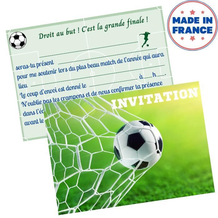 Callyna- 8x Carte Invitation Foot. Anniversaire, match, soirée pyjama ...