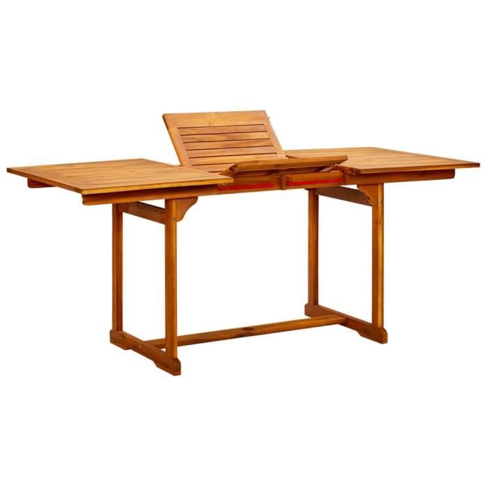 TAM Table à dîner de jardin (120-170)x80x75 cm Bois d'acacia massif ...
