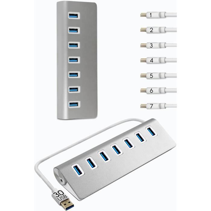 Hub Usb 3.0, 7 Ports Usb 3.0 Multiple Aluminium Div Ur Usb, Multipr Usb Portable, Multiple Ports ...