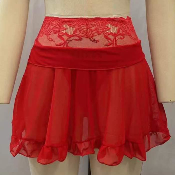 Jupe,Mini jupe transparente plissée pour femme, vêtement Sexy, en soie ...