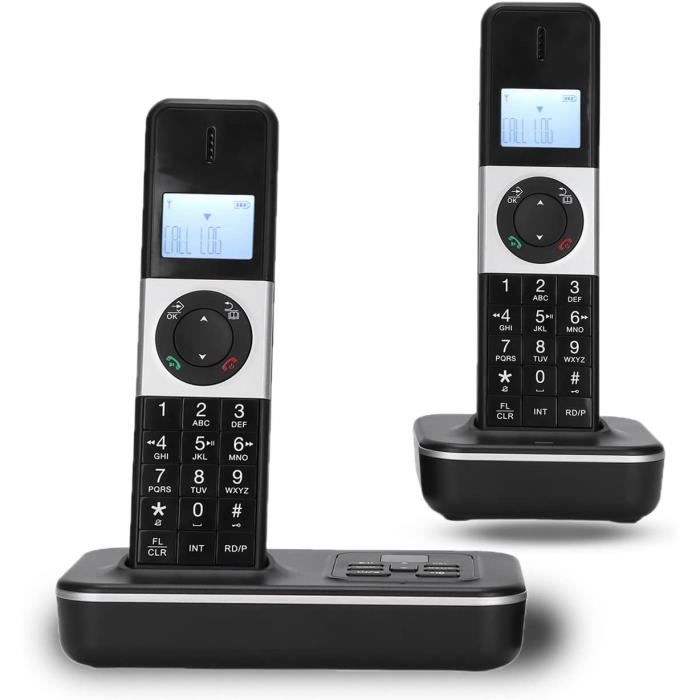 Téléphone Fixe Sans Fil,Telephone Sans Fil Repondeur,2 Combinés,Mains ...