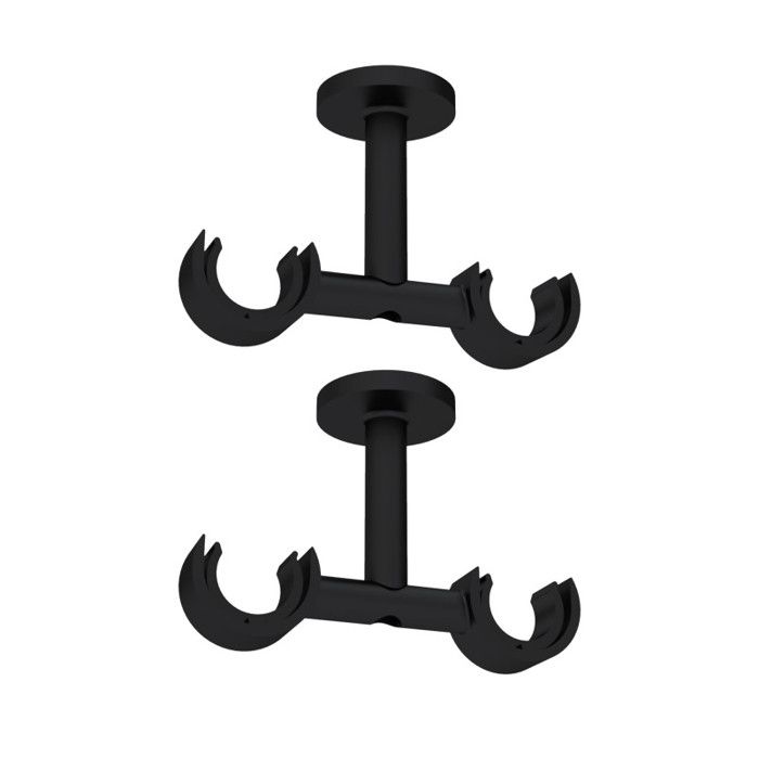Support pour Tringle à Rideaux, Pose Plafond Double, Noir Mat, Diamètre 20 à 28, Lot de 2 ...