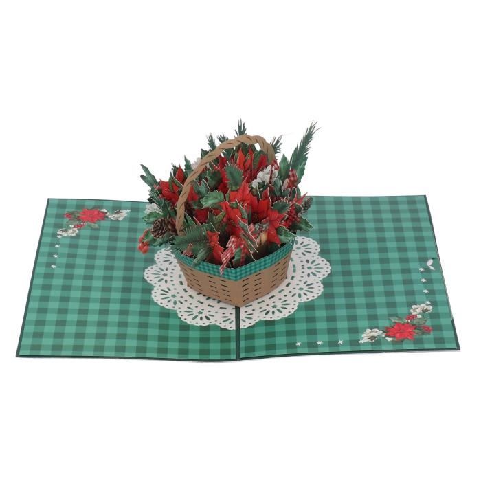 Tbest carte de vœux 3D Carte-cadeau de Noël, Cartes de Noël 3D Panier ...