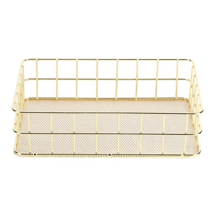 Tbest panier de bureau Panier de rangement en fer doré organisateur de ...