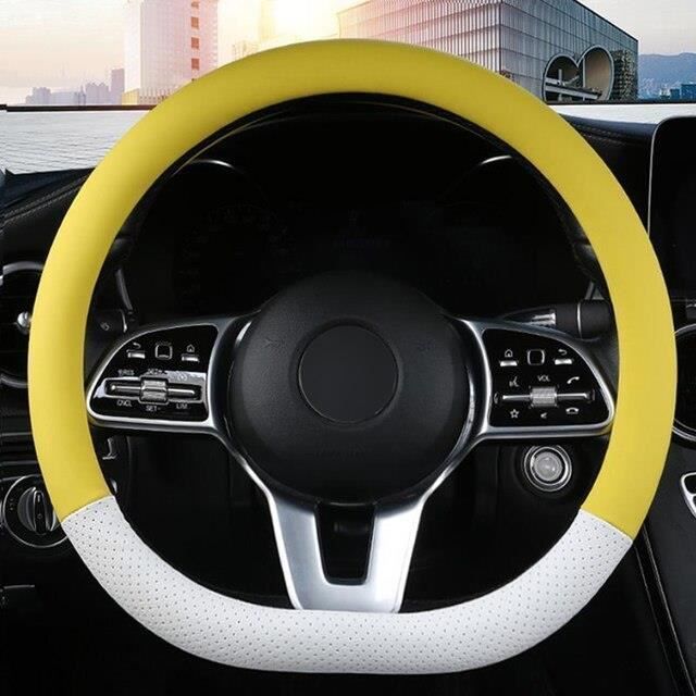 COUVRE-VOLANT,Yellow--Housse de protection pour volant de voiture, pour femme et fille, mignon ...