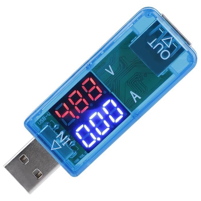 Zerone Compteur USB Voltmètre LCD couleur USB Ampèremètre Compteur de ...