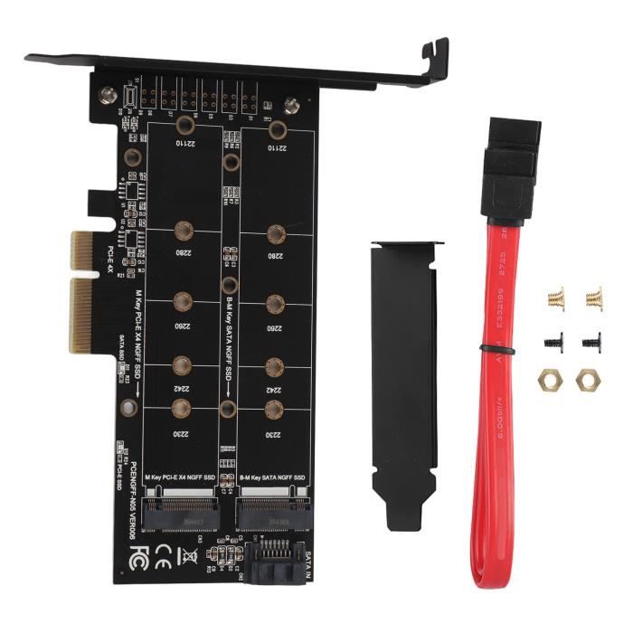 Adaptateur PCIe M.2 NVMe SSD - ZJCHAO - Dual Interface - 12V + 3.3V - Compatible WIN7/10 ...