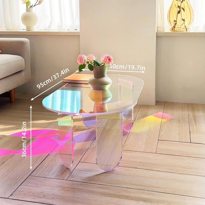 Table Basse - Acrylique - Ovale - 95x50x36cm - Design Moderne ...