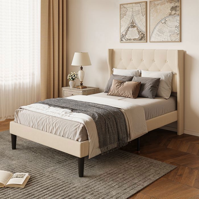 Bealife Structure de Lit - 120 x 200 cm - Lit Rembourré - Lattes en ...