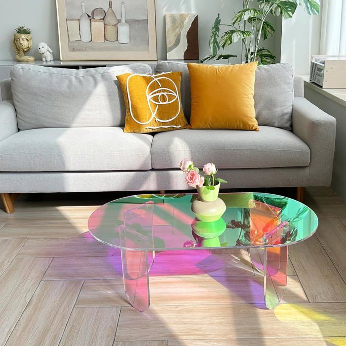 Table Basse - Acrylique - Ovale - 95x50x36cm - Design Moderne ...