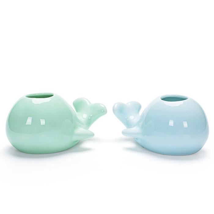 Pot de fleur éléphant de baleine de céladon créatif, vase de fleurs ...