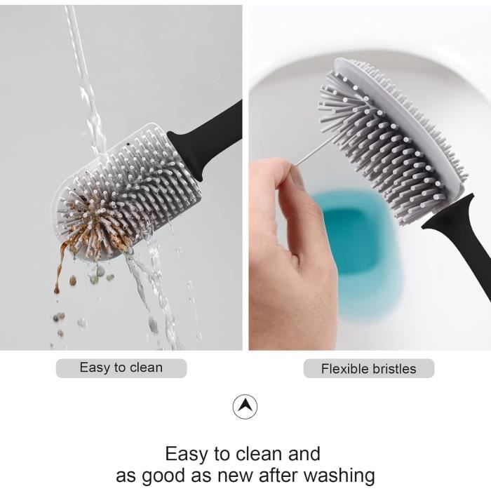 Silicone Brosse Wc Et Support, Balai Toilette Wc Silicone Balayette Wc Suspendu Avec Poils Doux ...