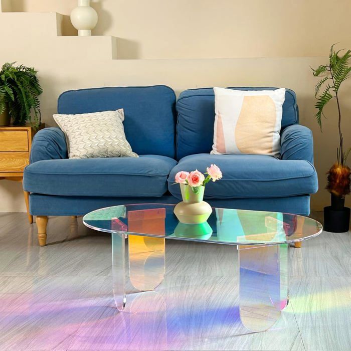 Table Basse - Acrylique - Ovale - 95x50x36cm - Design Moderne ...