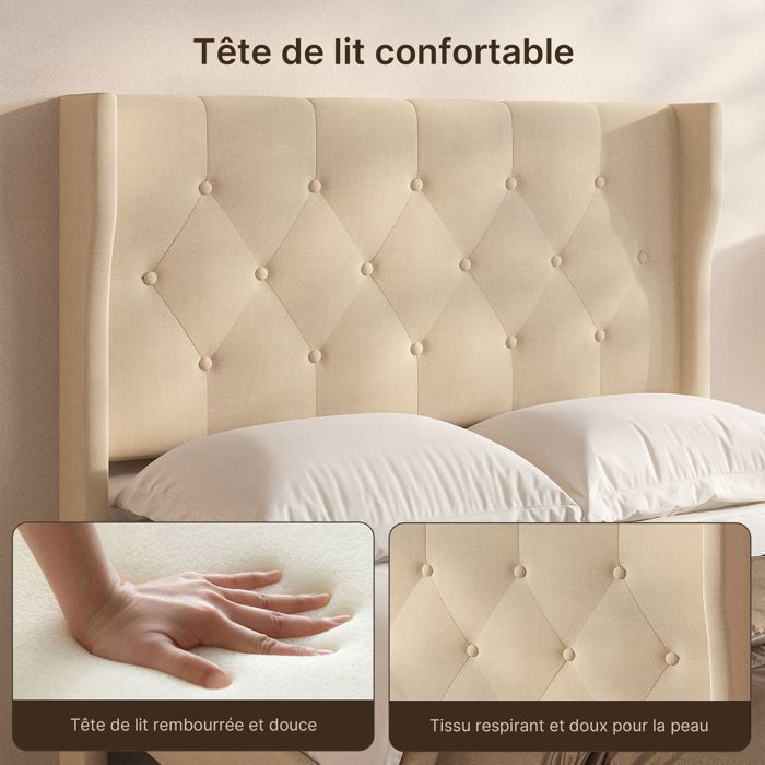 Bealife Structure de Lit - 120 x 200 cm - Lit Rembourré - Lattes en ...