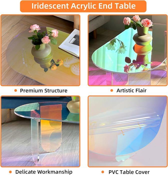 Table Basse - Acrylique - Ovale - 95x50x36cm - Design Moderne ...