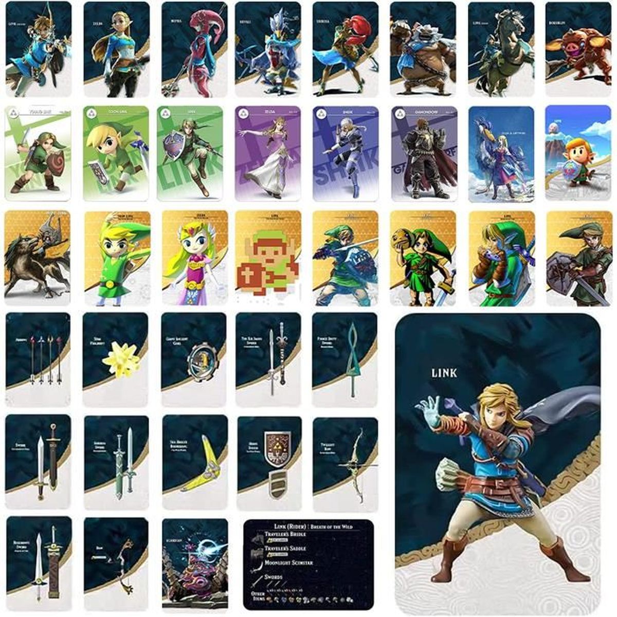 38 PCS Last 1 L-I-N-K Zel-dai Amibo Carte NFC Compatible with Switch ...
