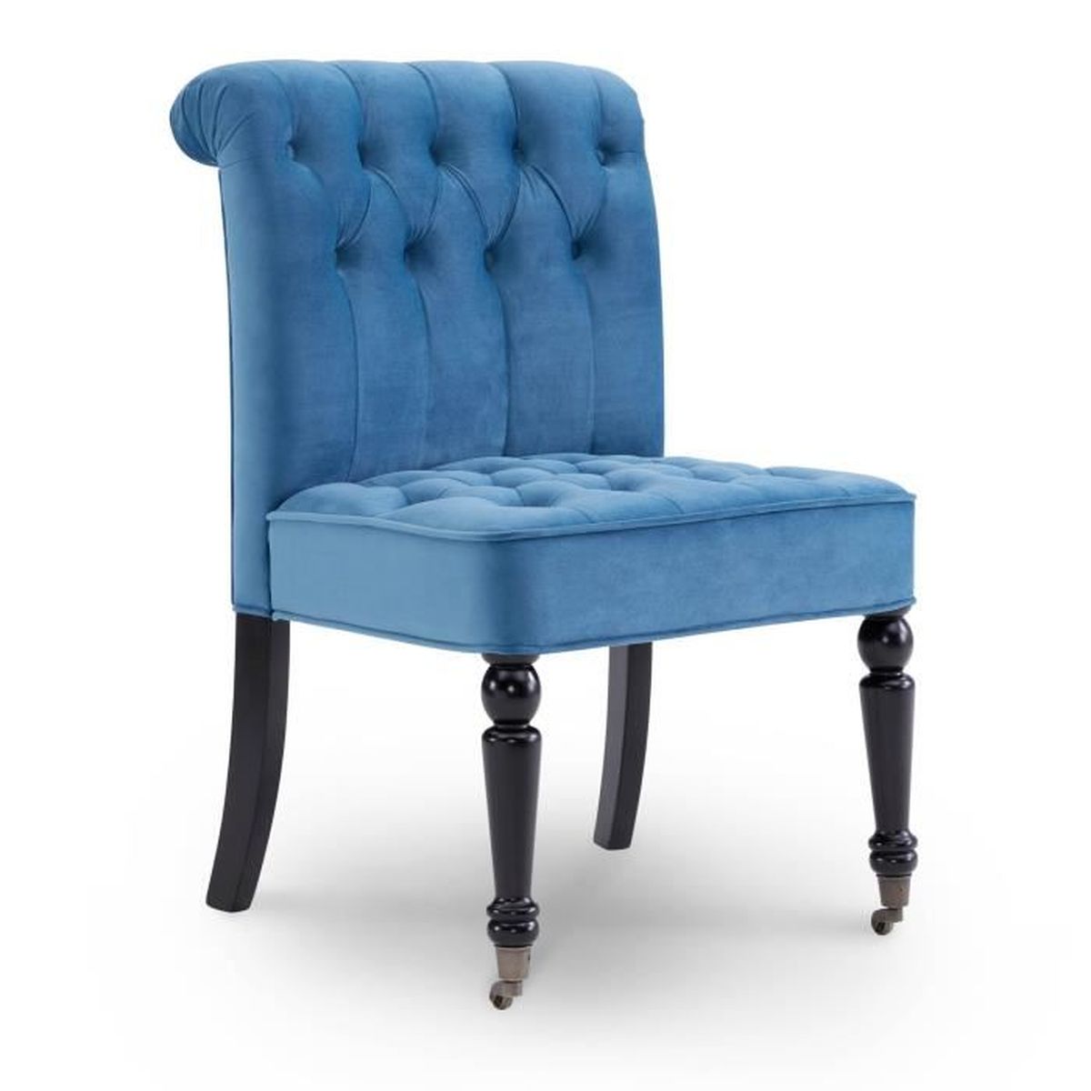 Fauteuil crapaud bleu en velours avec pieds à roulettes - Cdiscount Maison