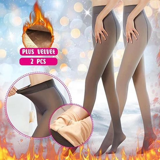 Collants translucides pour femmes à la mode garder au chaud collants en polaire solide 220g Grey ...