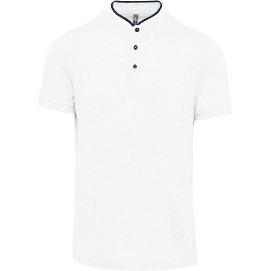 Polo col mao manches courtes White / navy - Cdiscount Prêt-à-Porter