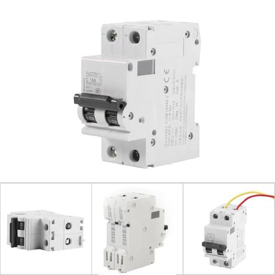 Vvikizy Disjoncteur DC Disjoncteur C65H-DC 2P 250V DC Ampères de commutation d'air à énergie ...