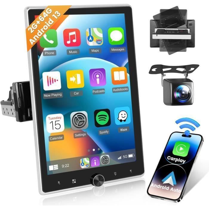 2G 64G Android 13 Autoradio 1 Din Carplay sans Fil Android Auto avec ...